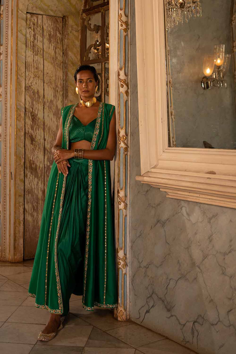Ananya Emerald Green Choga Set – Leela Lane